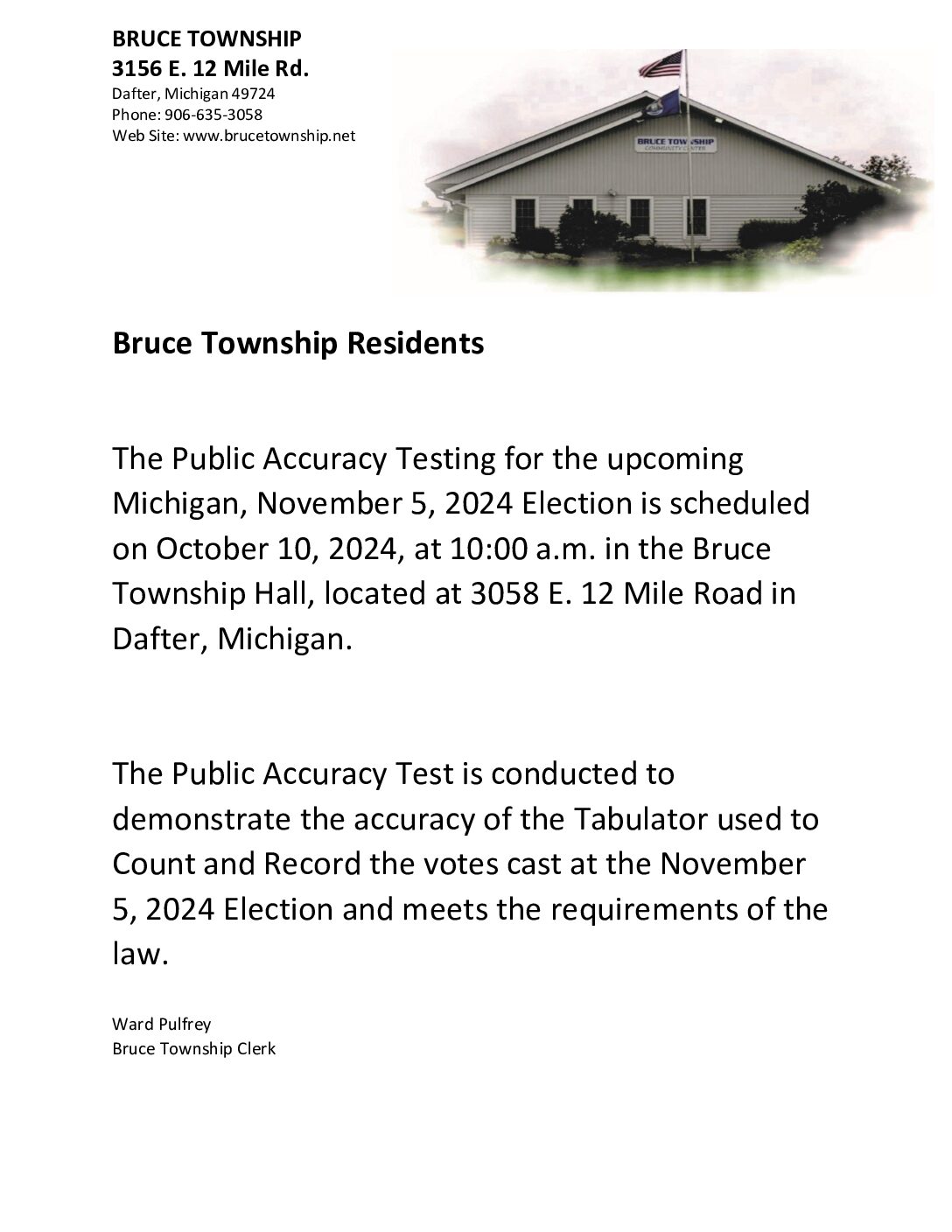 Accuracy test for Michigan Nov 5- 2024 | Bruce Township